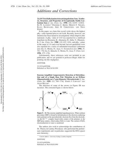 Pdf Enzyme Amplified Amperometric Detection Of Hybridization And Of A Single Base Pair