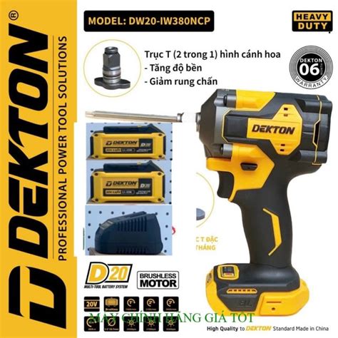 Máy Siết Bulong Dekton 380nm Dw20 Iw380ncpchân Pin Phổ Thông Dòng