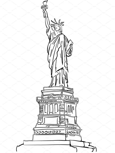 The Statue Of Liberty Sketch Illustrations ~ Creative Market