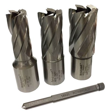 Rotabroach 3 Piece Raptor Mag Drill Hole Cutter Set And Pilot Magnetic Drill Bits