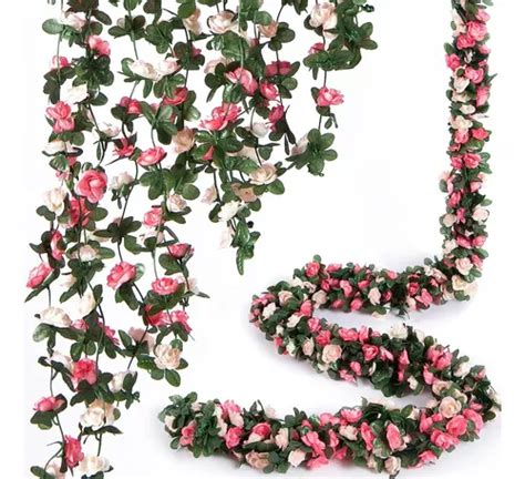 8pzs 2 5m Guia Flores Artificial Guirnaldas Decorativa Rosas Meses