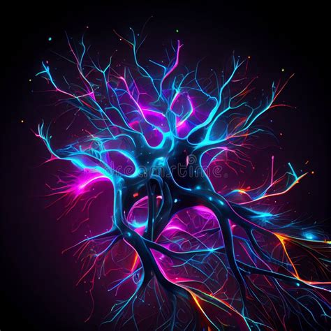 Artificial Intelligence Microchip And Neural Connections Generated Artworks Abstract Neon