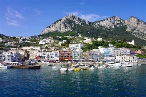 Capri Italy May 2 2022 Wonderful View From The Sea Of Marina Grande Port Of Capri Island