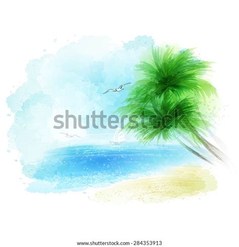 Vector Background Watercolor Seascape Eps 10 Stock Vector Royalty Free