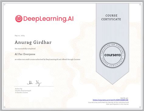 Completed Deeplearningai Course Anurag Girdhar ☁️ Posted On The
