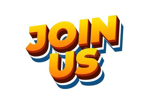 Join Us Text Effect In Good Colors With 3d Style Stock Vector