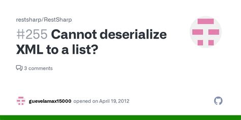 Cannot Deserialize XML To A List Issue Restsharp RestSharp GitHub