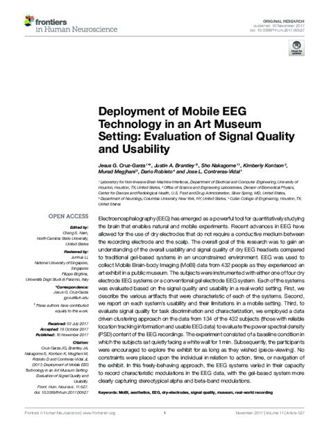 Pdf Deployment Of Mobile Eeg Technology In An Art Museum Setting