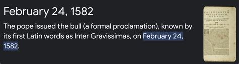 The Implementing Of The Gregorian Calendar February 24 1582 The 337th Day Of Christopher