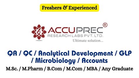 [freshers and experienced] accuprec research labs hiring for qa qc analytical development