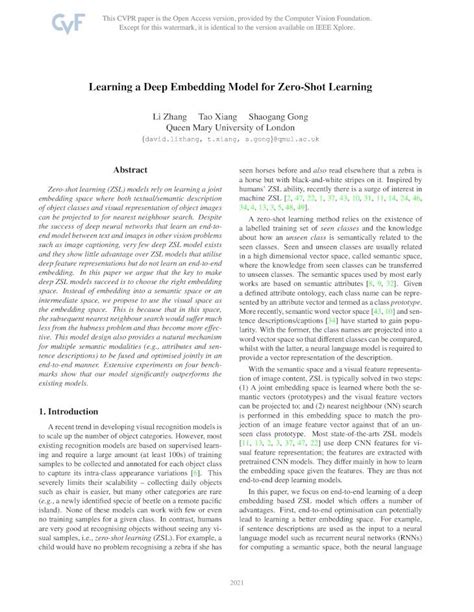 PDF Learning A Deep Embedding Model For Zero Shot Learningopenaccess Thecvf Content Cvpr