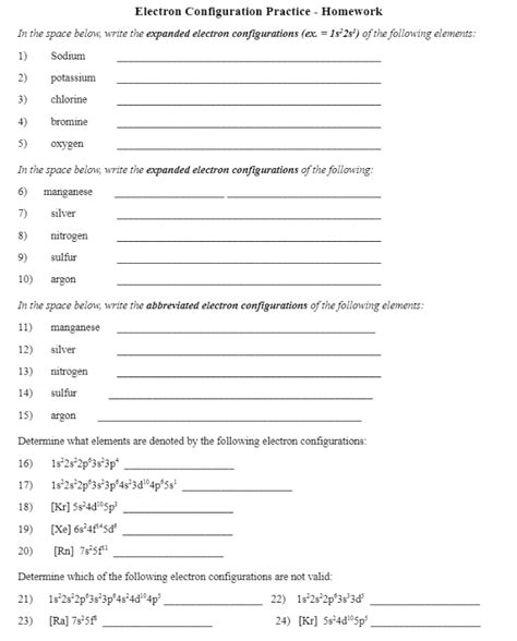 Solved Electron Configuration Practice Homework In The Chegg