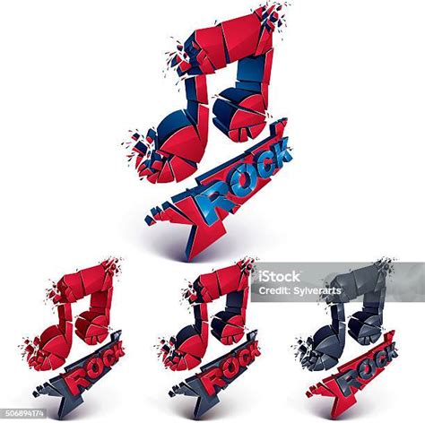 세트마다 빨간색 및 검정색 3d 벡터 음표 3차원 형태에 대한 스톡 벡터 아트 및 기타 이미지 3차원 형태 개체 그룹 굴절 Istock