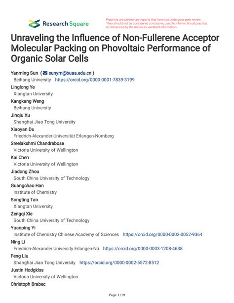 Pdf Unraveling The Influence Of Non Fullerene Acceptor Molecular Packing On Phovoltaic