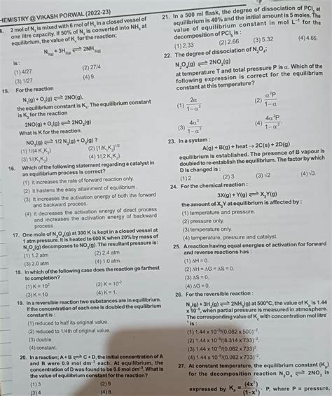 In A Reaction A B⇌c D The Initial Concentration Of A Filo