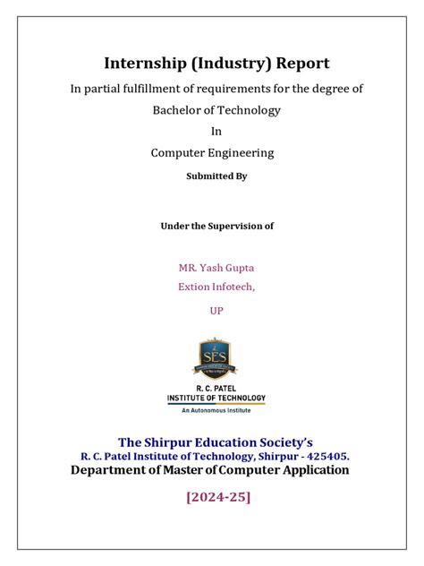 Computer Engineering Internship Report Pdf