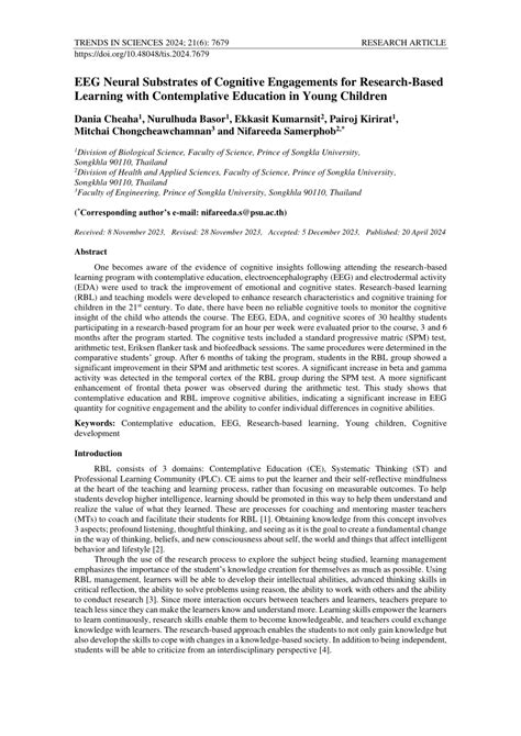 Pdf Eeg Neural Substrates Of Cognitive Engagements For Research Based Learning With