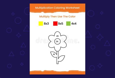 Multiplication Coloring Worksheet With The Image Color By Numbers Math Game Stock Vector