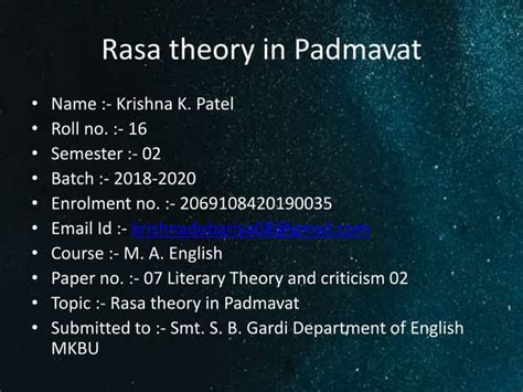 Rasa Theory In Padmavat Pptx