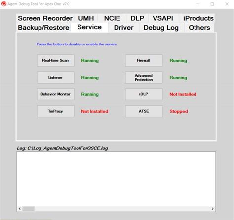 Agent Debug Tool Information Officescanapex One