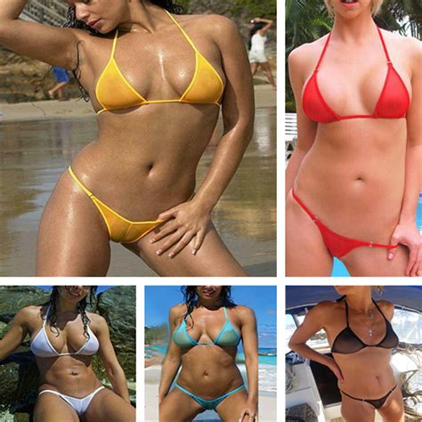 Mesh Micro Bikini Set Swimwear Women Brazilian Sheer Swimsuit Sexy See