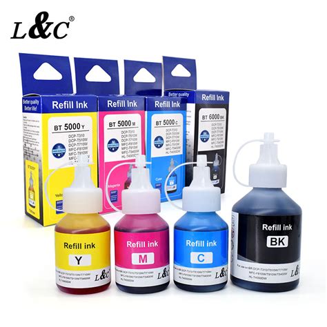 Landc Refill For Brother Ink Set Btd60 Bt5000 Dye Ink 4 Color Ink For