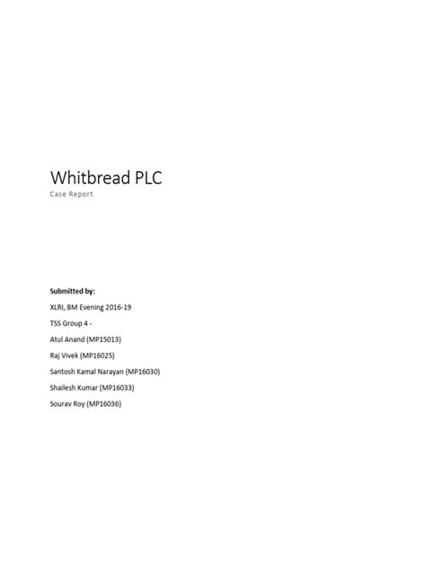Tssmp16 8 Group 4 Whitbread Plc Case Report Pdf Leadership Organizational Culture