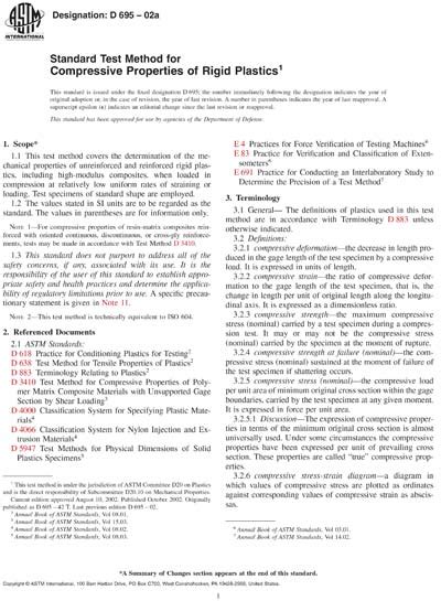 Astm D A Standard Test Method For Compressive Properties Of Rigid Plastics