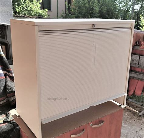 Офис шкаф шкафче с ролетна щора бял 80 40 72см Шкаф Мебели за дома и офиса Каблешков