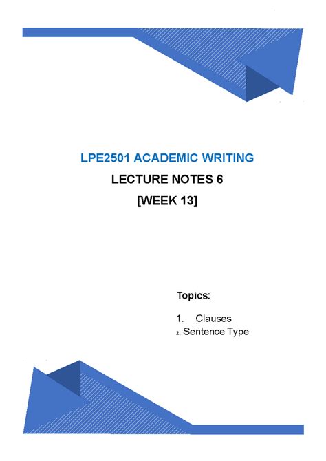 Lpe2501 Lecture Notes 6 Week 13 Lpe2501 Academic Writing Lecture