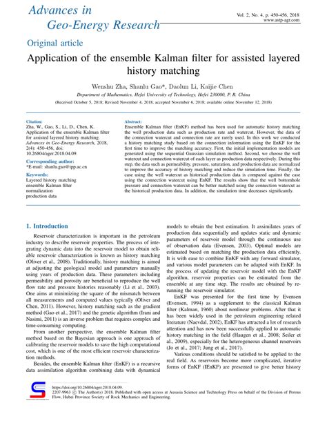 pdf application of the ensemble kalman filter for assisted layered