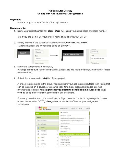 App Inventor Assignment 1 Pdf