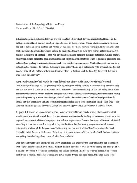 Reflective Assessment Pdf Pdf Experience Relativism