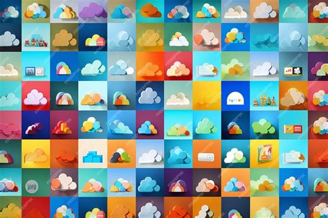 A Collage Of Various Cloud Computing Icons And Symbols Premium Ai Generated Image