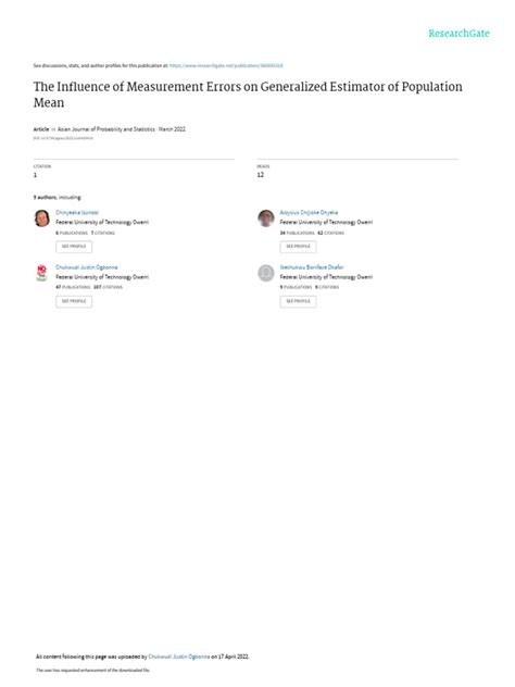 The Influenceof Measurement Errorson Generalized Estimatorof Population