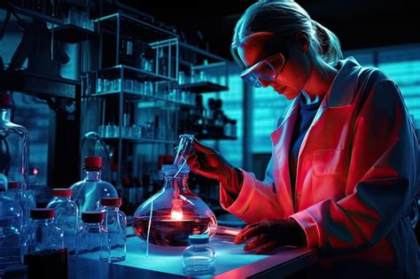 Premium Photo Woman Working At Laboratory Using Lab Equipment