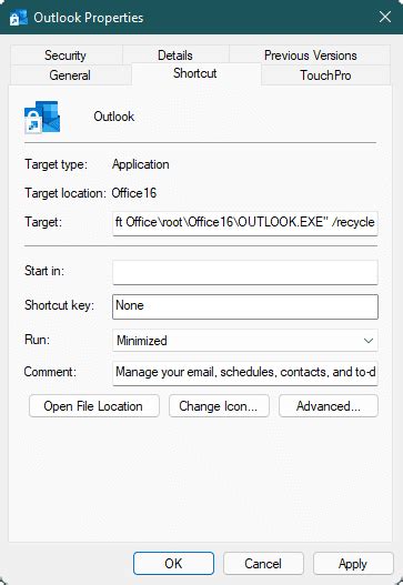 Start Outlook Minimized Or Hide When Minimized