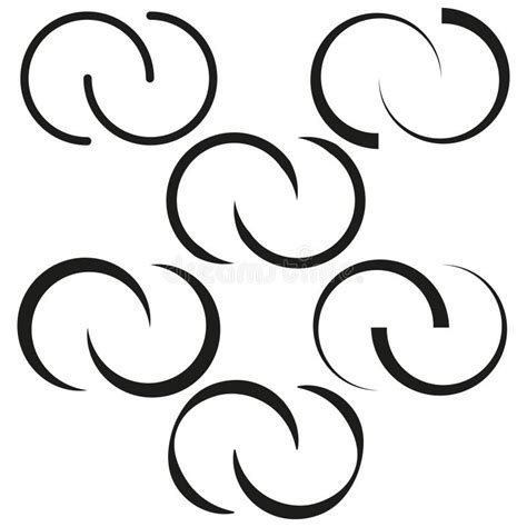 Abstract Circular Icons Rotational Loop Shapes Black Swirl Elements Vector Geometric Symbols