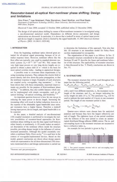 Pdf Resonator Based All Optical Kerr Nonlinear Phase Shifting Design