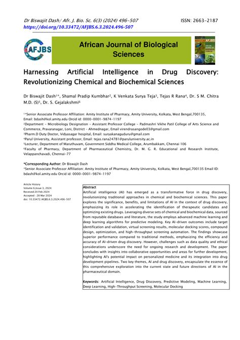 Pdf Harnessing Artificial Intelligence In Drug Discovery