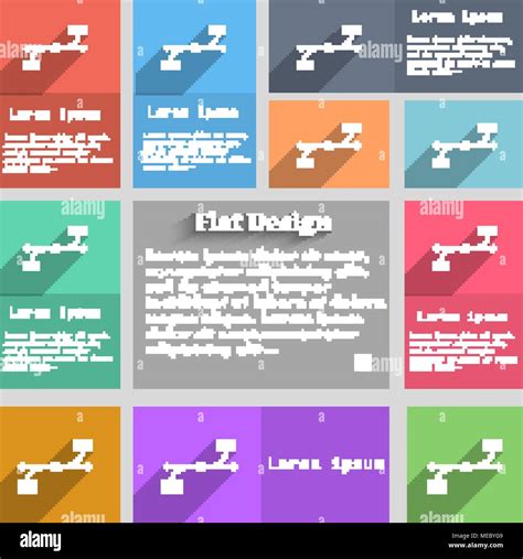 Bezier Curve Icon Sign Set Of Multicolored Buttons Metro Style With