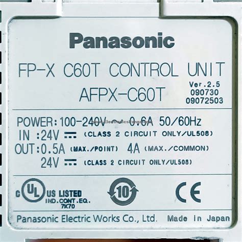 PANASONIC AFPX C60T FP X C60T Control Unit PLC PL96 Star International