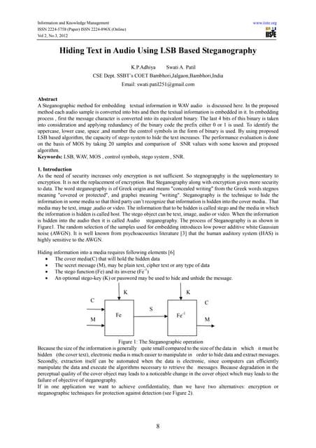 Hiding Text In Audio Using Lsb Based Steganography Pdf