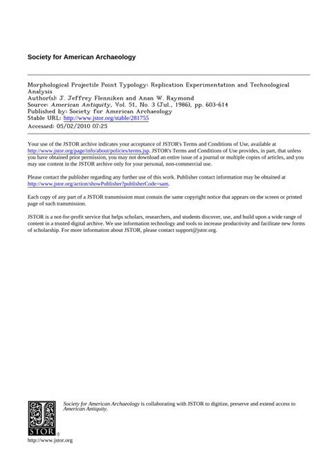 Pdf Morphological Projectile Point Typology Replication Experimentation And Technological