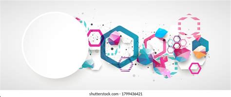 hexagonal geometric array abstract background science stock vector