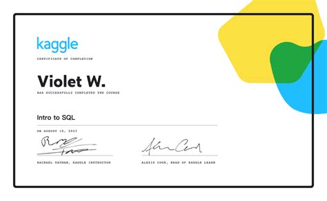 V W Completed The Intro To Sql Course On Kaggle