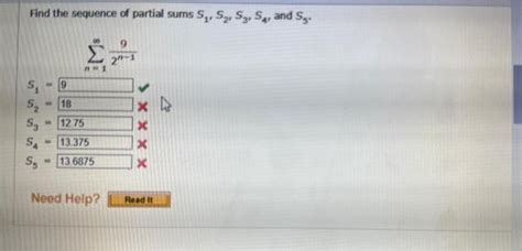 solved find the sequence of partial sums s1 s2 s3 s4 and