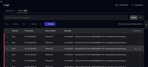 logs tracking embrace documentation