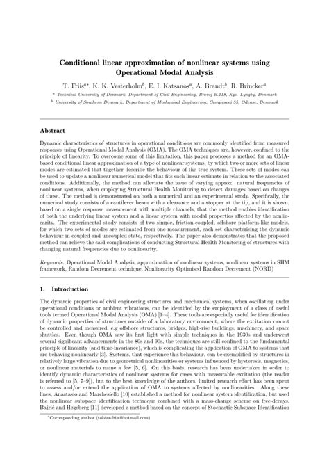 Pdf Conditional Linear Approximation Of Nonlinear Systems Using
