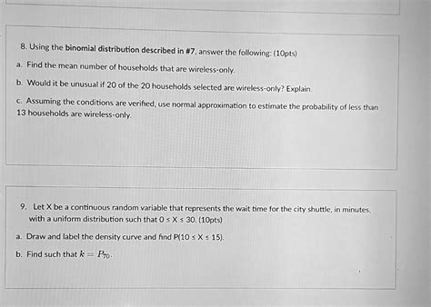 solved respuestas 8 using the binomial distribution described in 7 answer the following